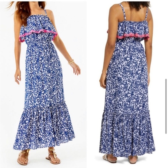 Lilly Pulitzer | Dresses | Lilly Pulitzer Adia Maxi Dress Oyster Bay Blue Krillin It Size Small ...